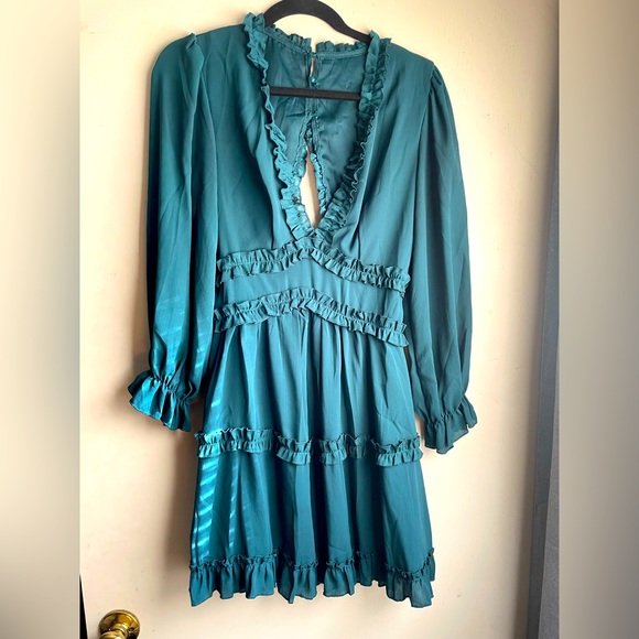 Dresses | Womens Deep V Ruffle Long Sleeve Mini Dress | Poshmark